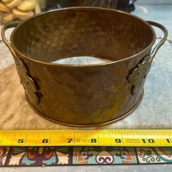 Dining | Vtg Teleflora Casserole Dish Hammered Copper Holder Brass Leaf ...